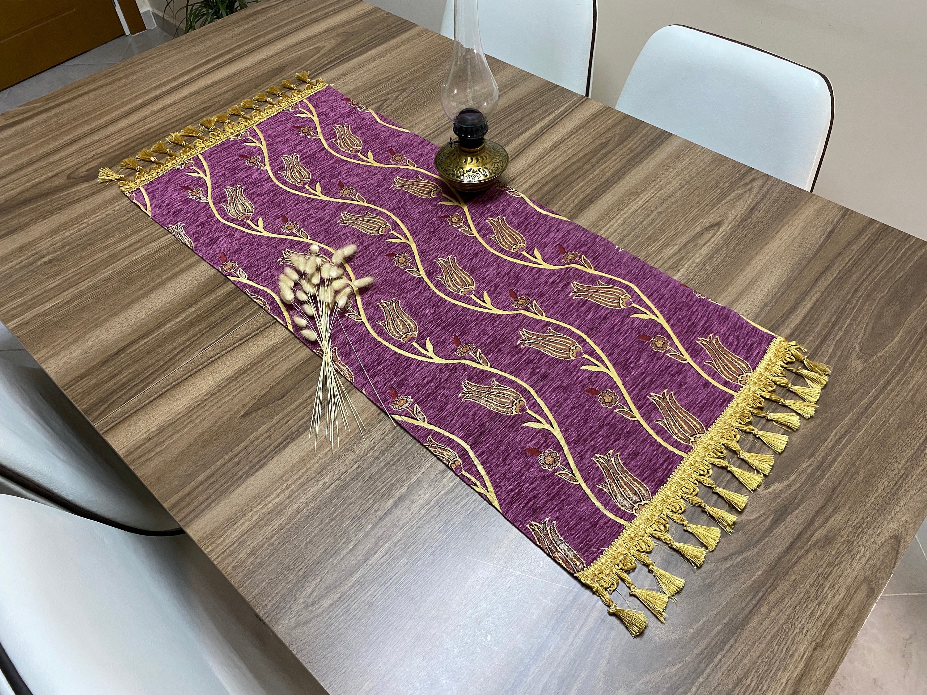 Fuchsia Tulip Pattern Mini Turkish Coffee Table Cloth Runner | Etsy