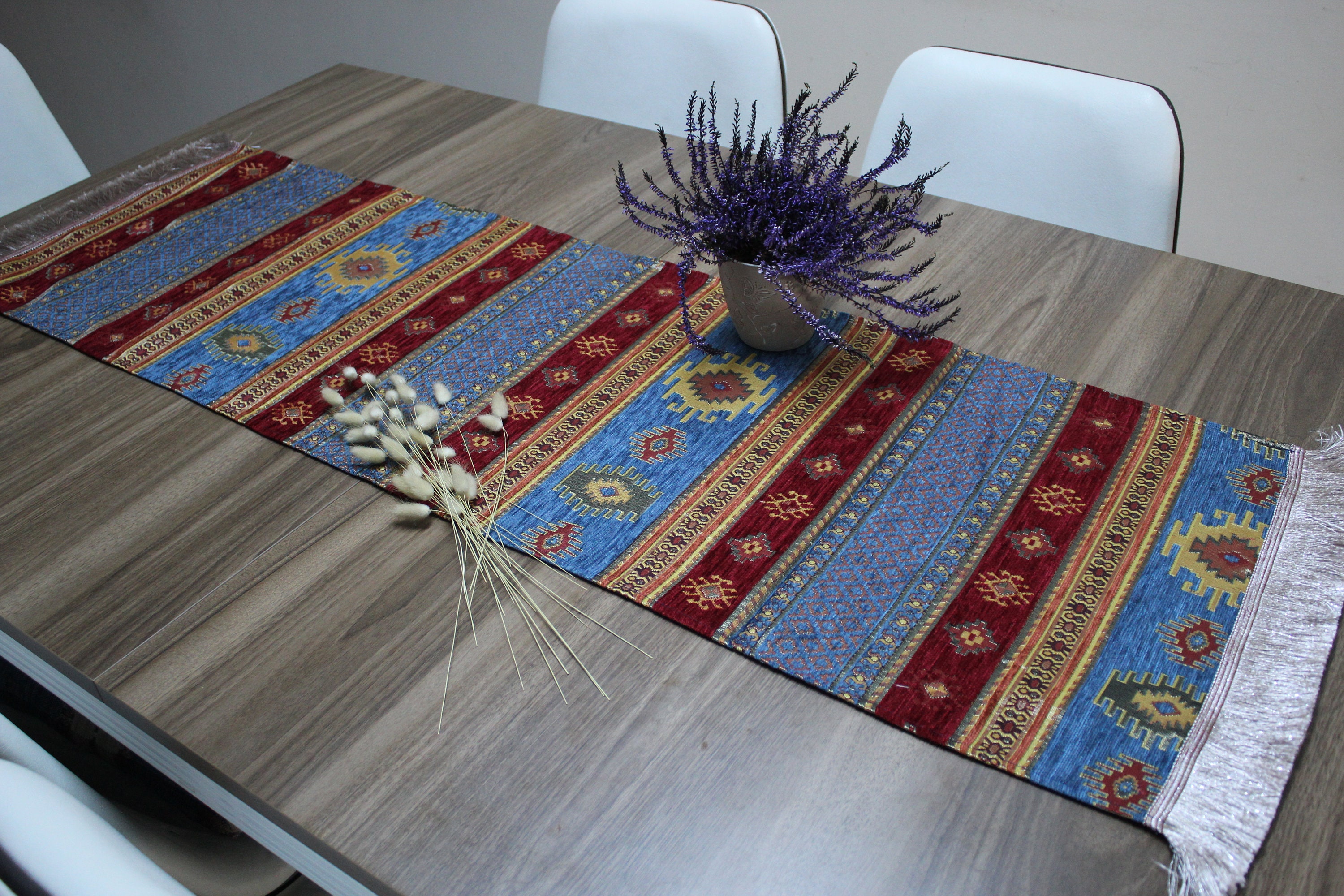 Blue Turkish Table Cloth Runner Burgundy Boho Table Runner | Etsy