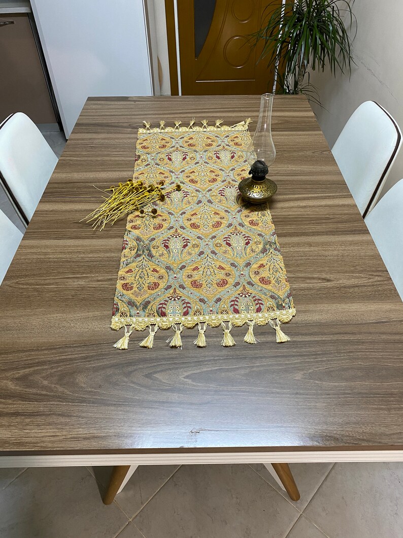 Mustard Tulip Pattern Turkish Coffee Table Cloth Runner - Etsy