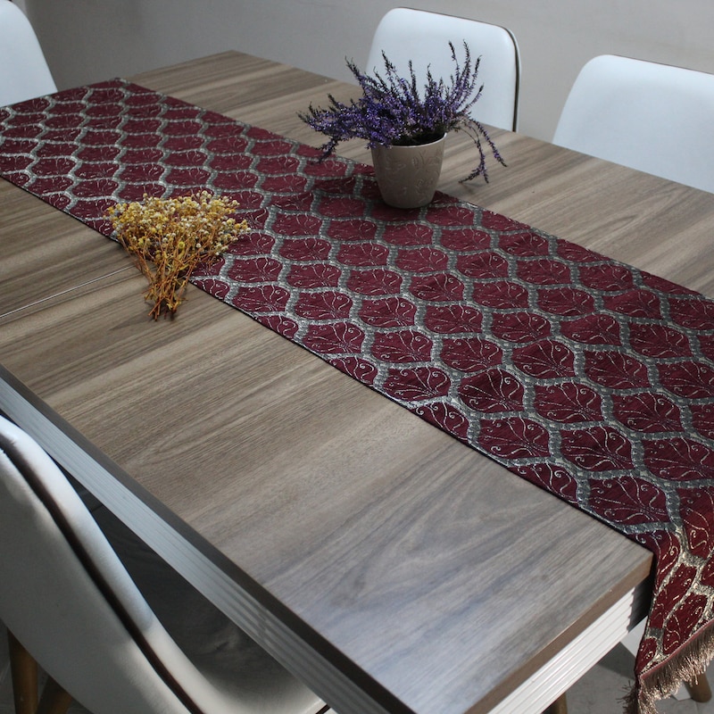 Burgundy Table Runner - Etsy