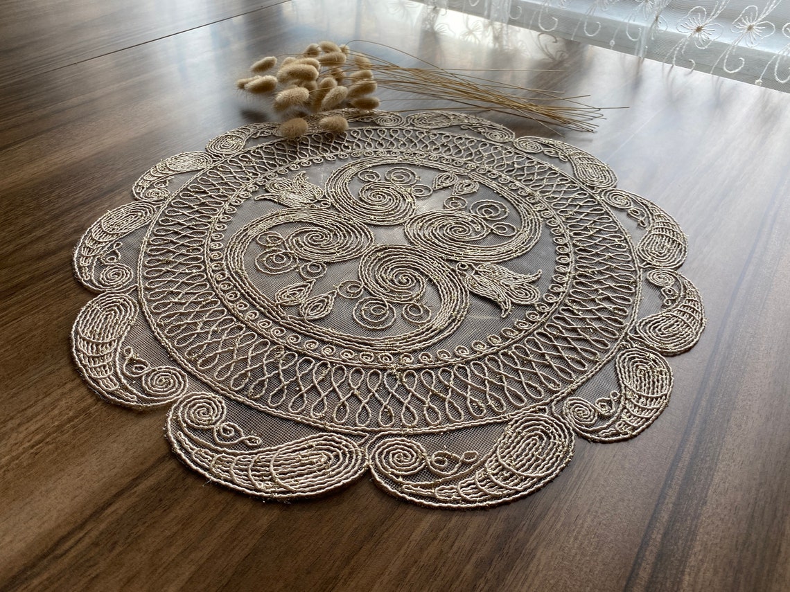 Cappuccino French Lace Doily Placemats Vintage Velvet Lace - Etsy