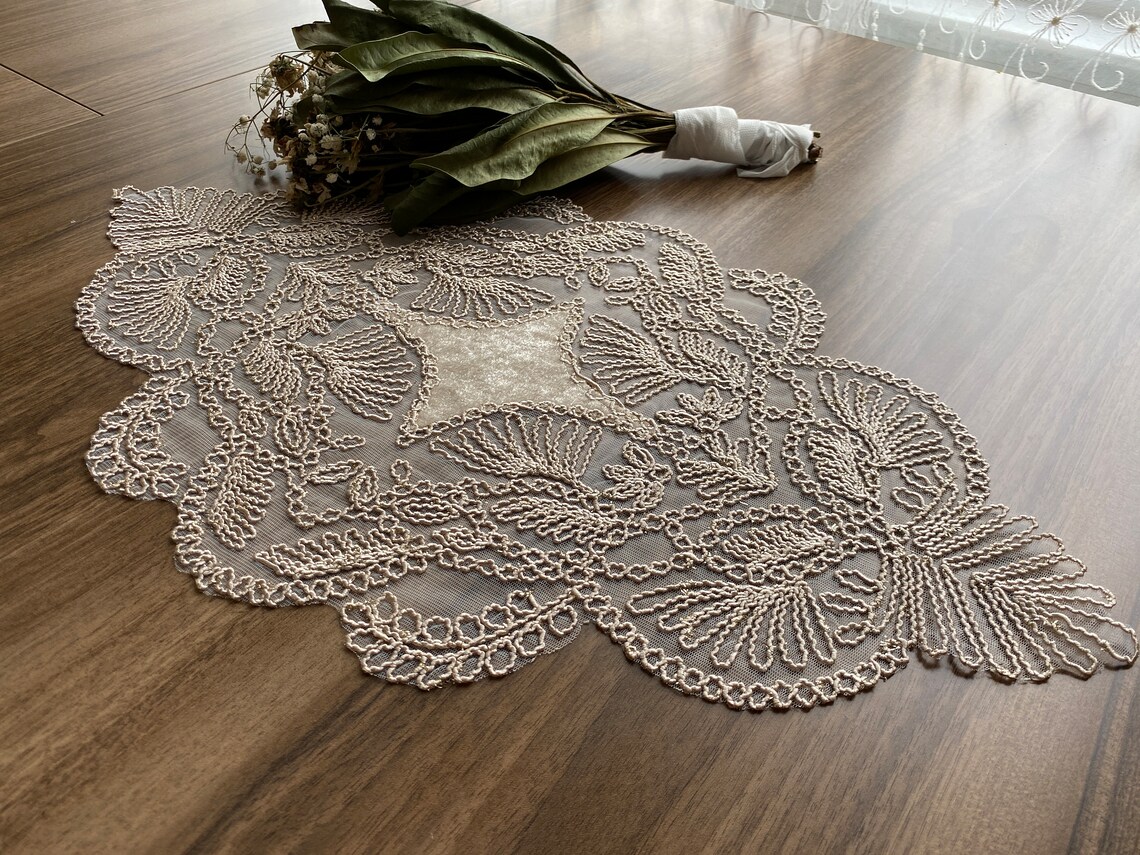 Cappuccino French Lace Doily Placemats,vintage Velvet Lace Placemats ...