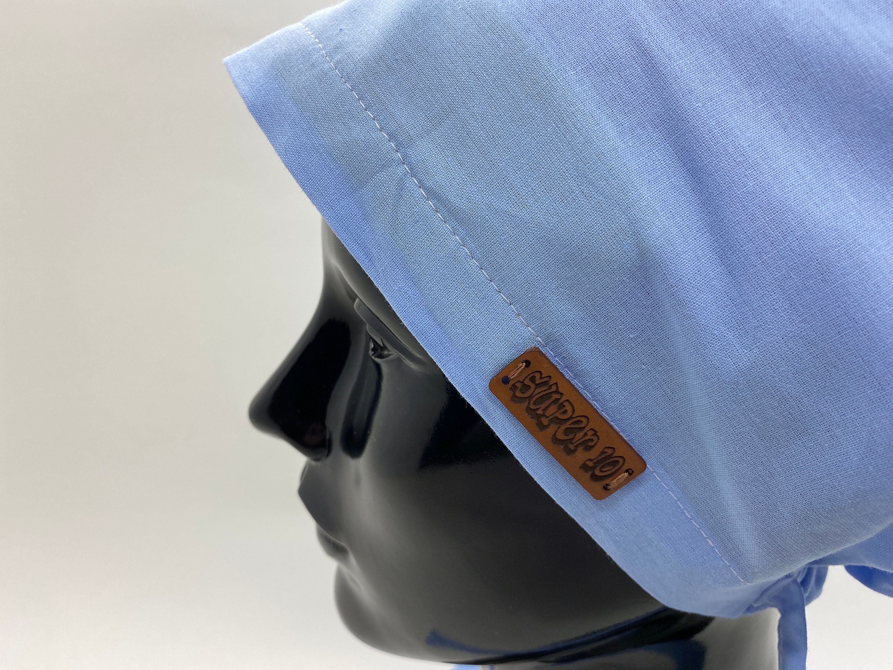 Blue Surgical Scrub Cap With Ear Saver Buttons, Chemo Caps Unisex, Men ...