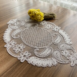 Cream French Lace Doily Placemats, Vintage Velvet Lace Placemats ...