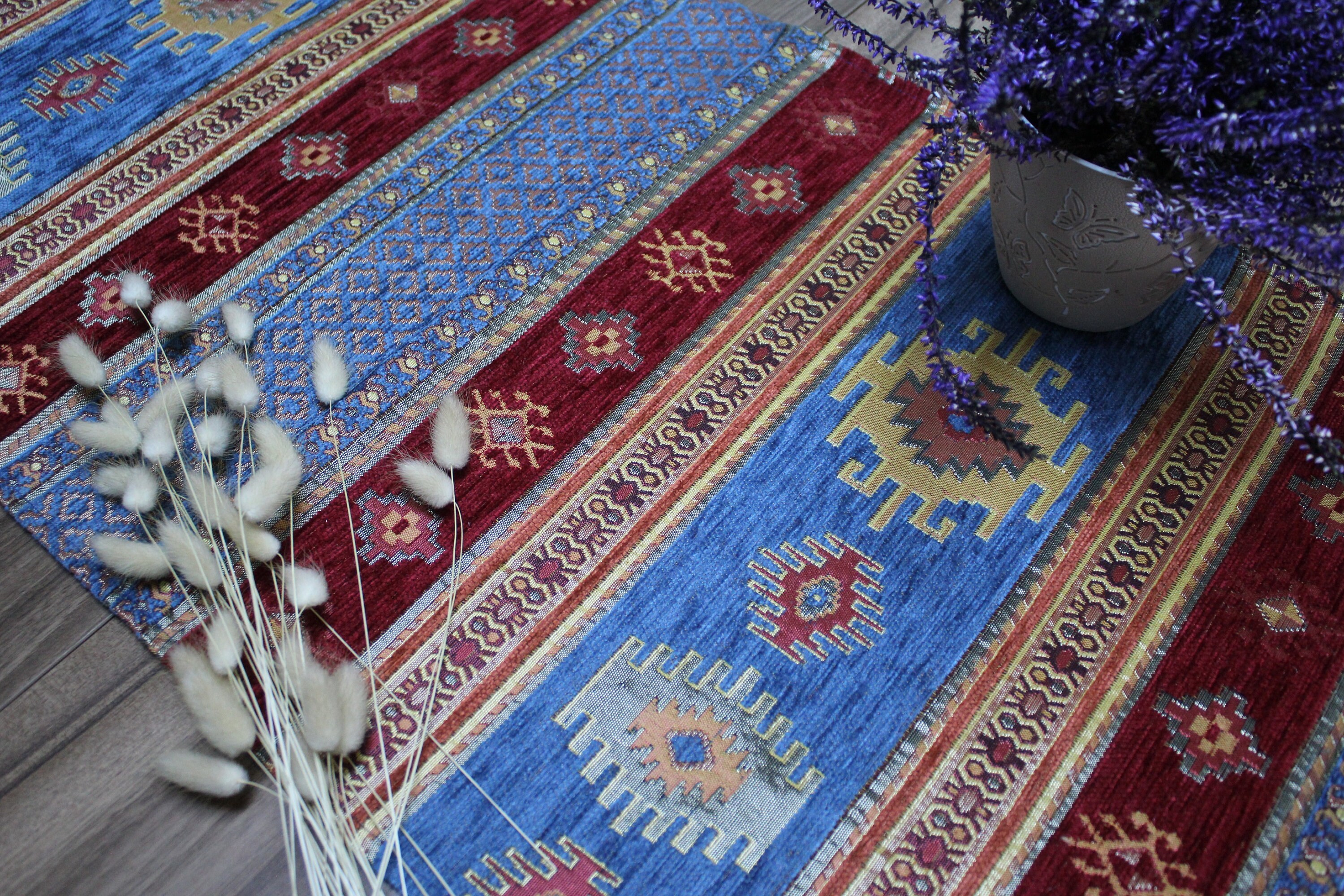 Blue Turkish Table Cloth Runner Burgundy Boho Table Runner | Etsy