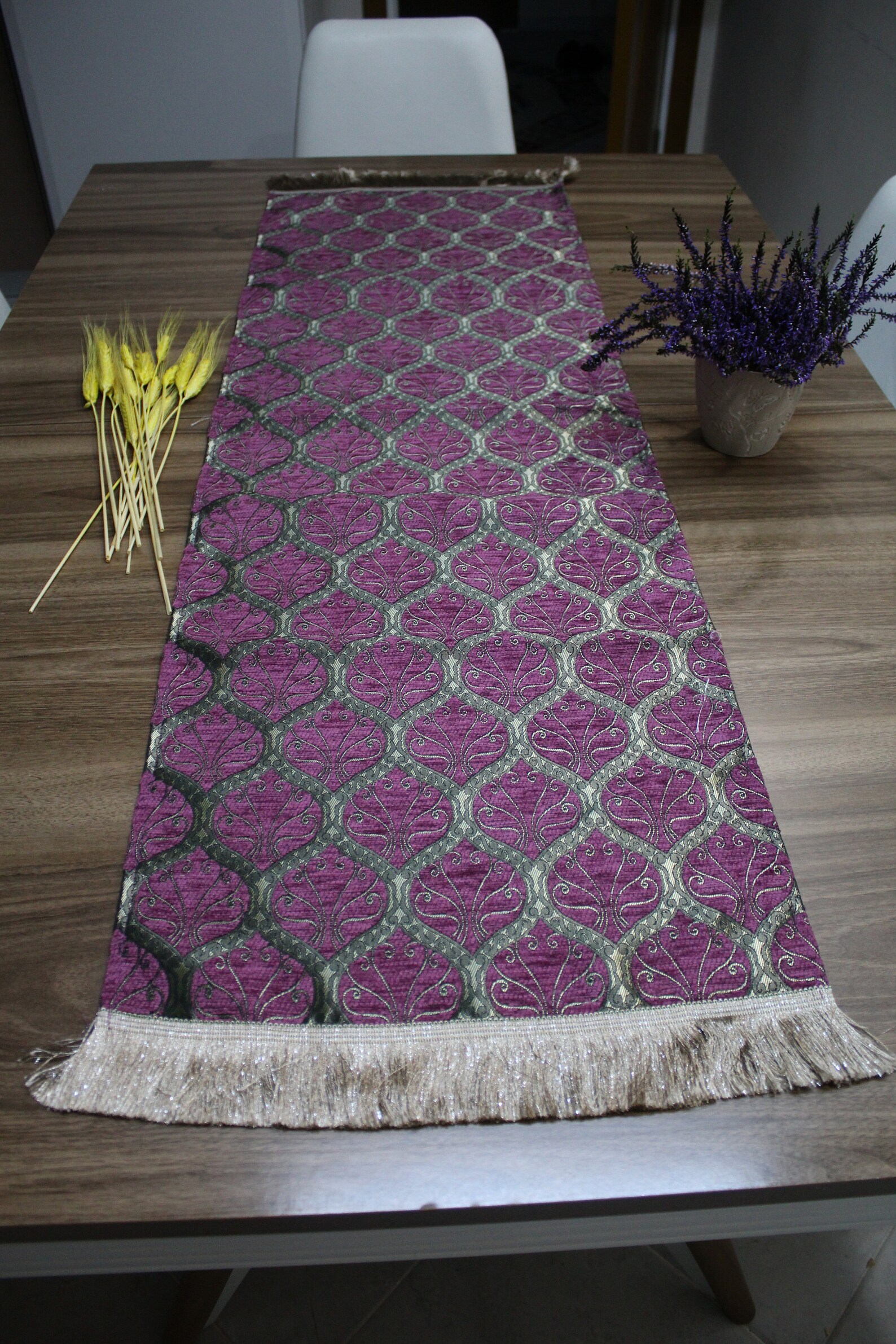 Lilac Turkish Table Cloth Runner Chenille Table Runner for - Etsy UK