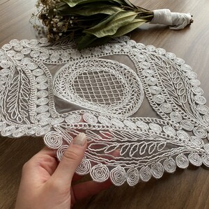 Cream French Lace Doily Placemats, Vintage Velvet Lace Placemats ...