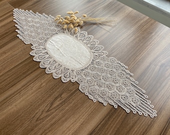 Cappuccino French Lace Table Runner, Vintage Style French Shabby Chic ...