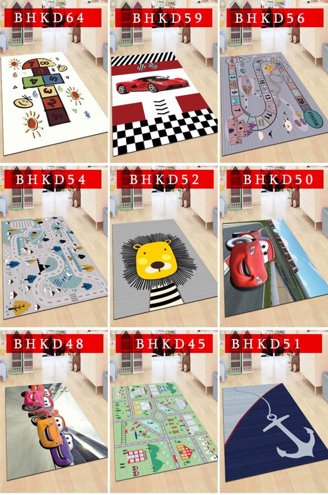 LIGHTNING MCQUEEN CAR Rug, Medium Size Playroom Rug, Anchor Gaming Rug ...