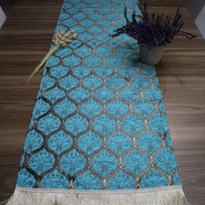 Turquoise Turkish Table Cloth Runner, Cotton Table Runner, Table Cloth ...