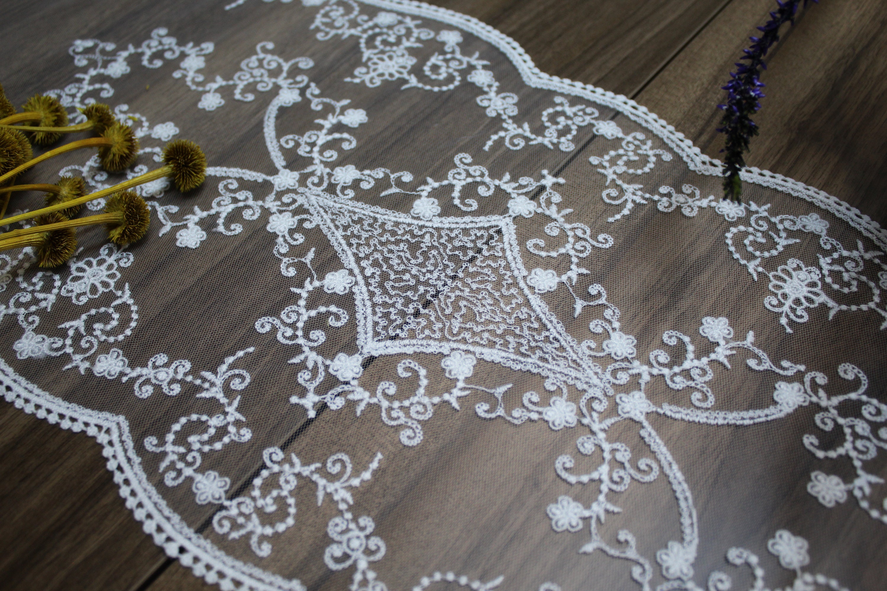 White French Lace Table Runner Vintage Style French | Etsy