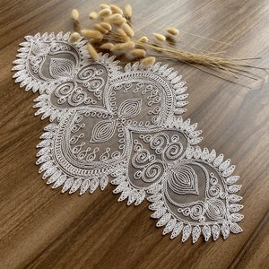 Cream French Lace Doily Placemats, Vintage Velvet Lace Placemats ...