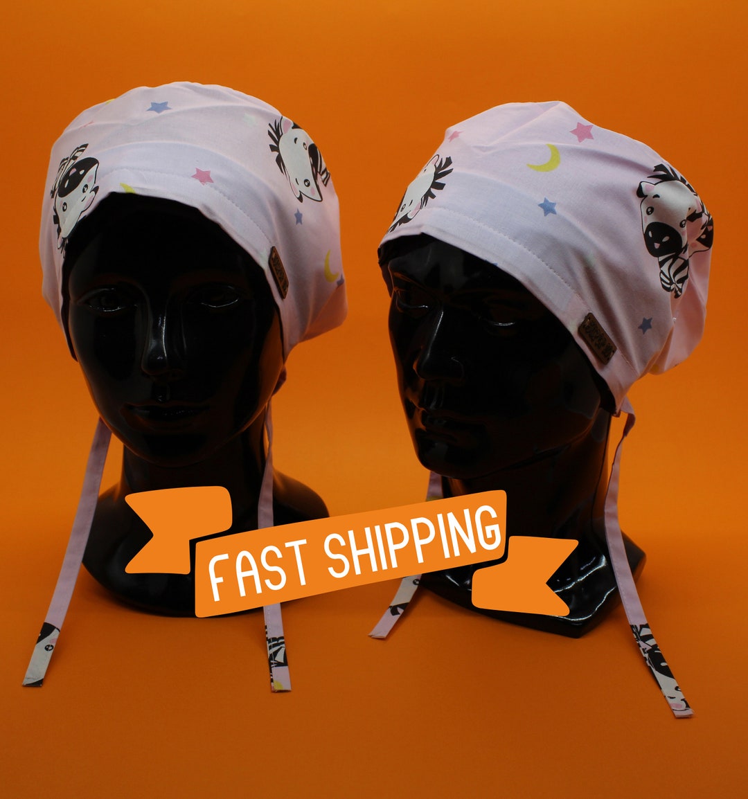 Zebra Surgical Scrub Cap With Ear Saver Buttons, Chemo Caps Unisex, Men ...