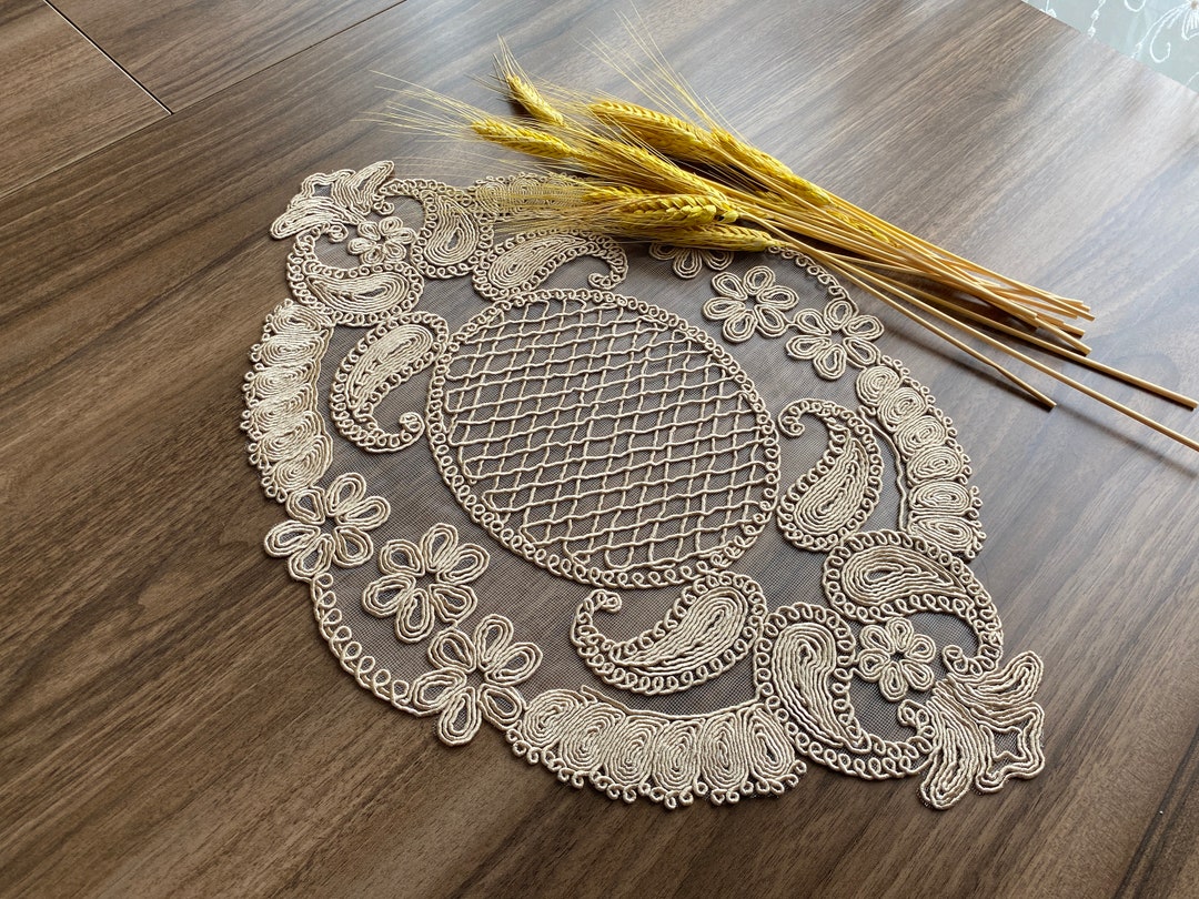 Cappuccino French Lace Doily Placemats,vintage Velvet Lace Placemats ...