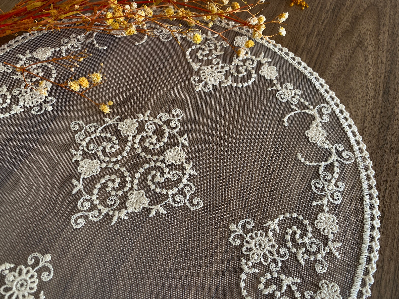 White or Cream French Lace Table Doily, Vintage Style French Lace Doily ...