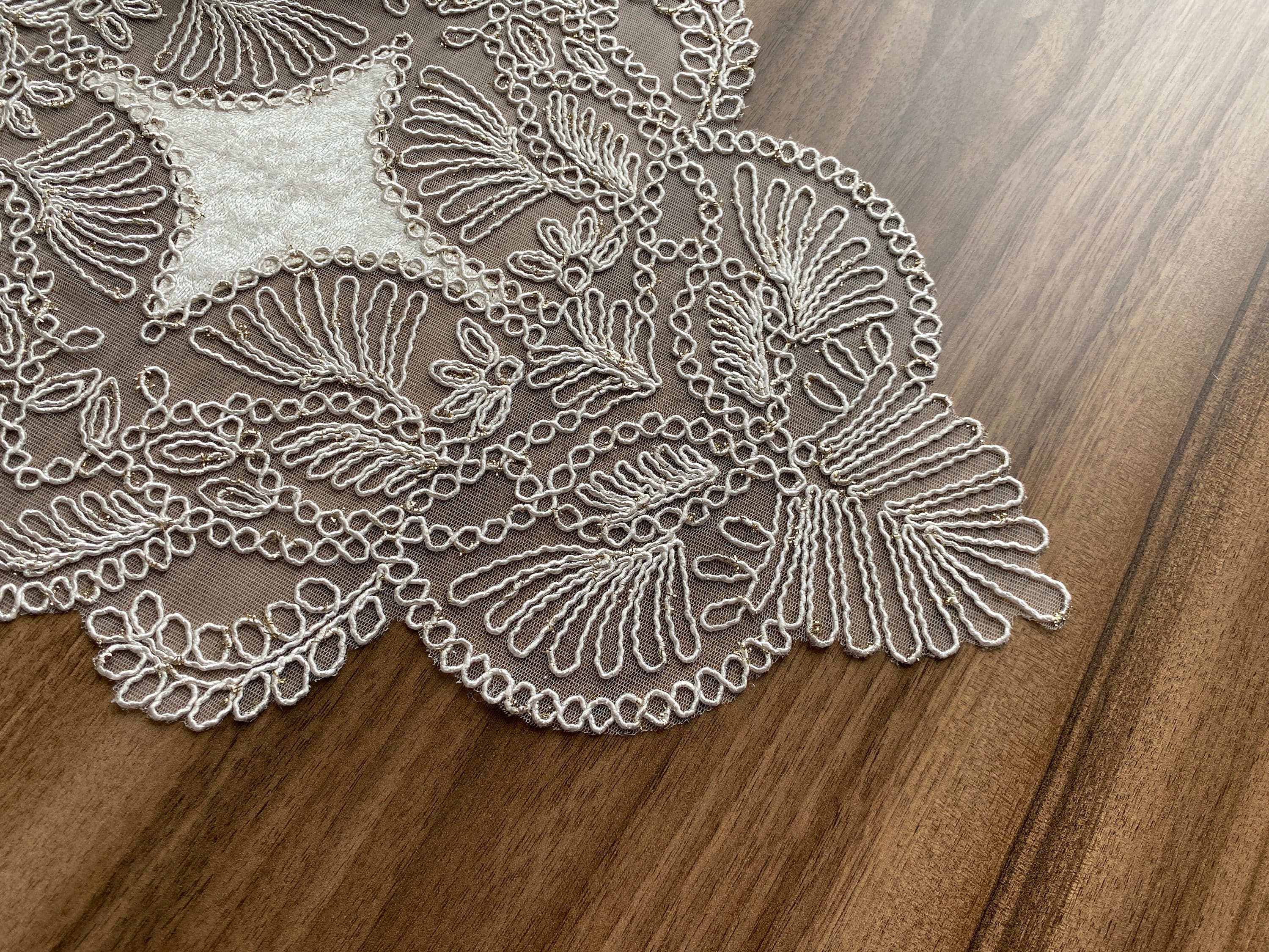 Cream French Lace Doily Placemats, Vintage Velvet Lace Placemats ...