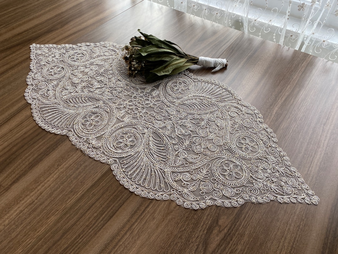 Cream French Lace Table Runner, Vintage Style French Shabby Chic for ...