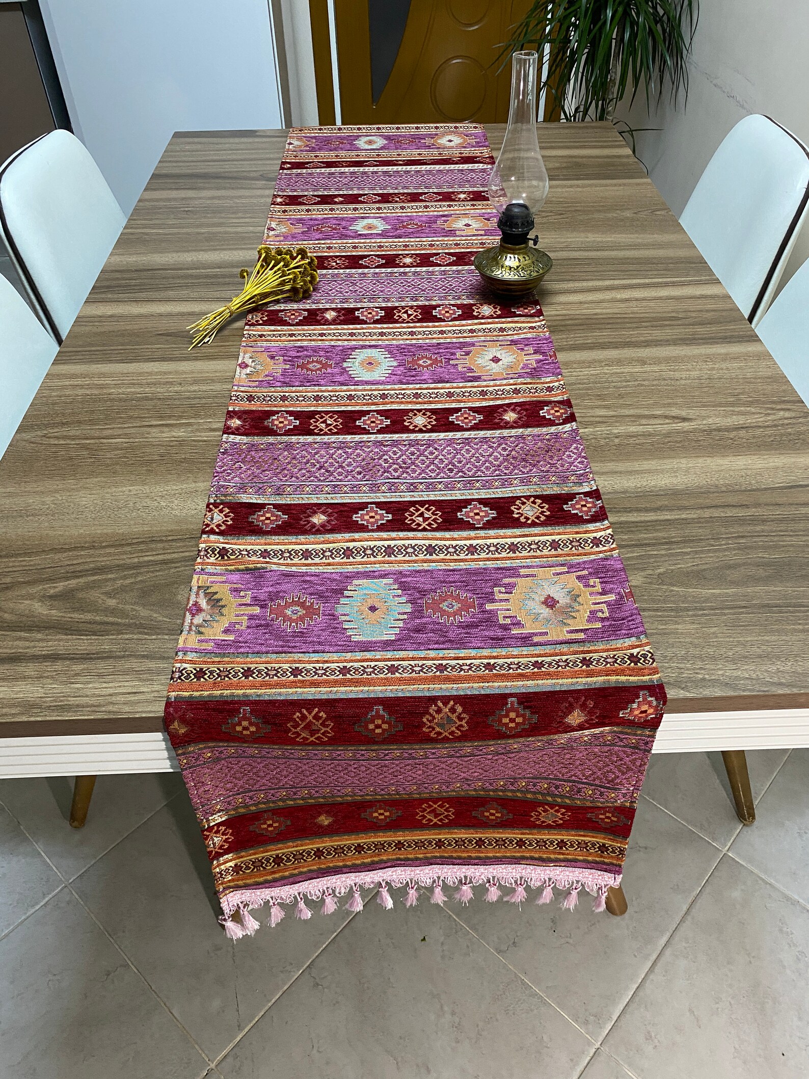 Lilac Turkish Table Cloth Runner Burgundy Boho Table Runner | Etsy