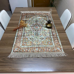 Turquoise Islamic Unique Muslim Prayer Mat, Wedding Gift, Cream Boho ...