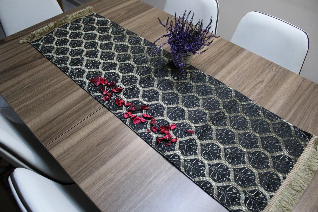 Black Turkish Table Cloth Runner, Decorative Table Runner for Wedding ...