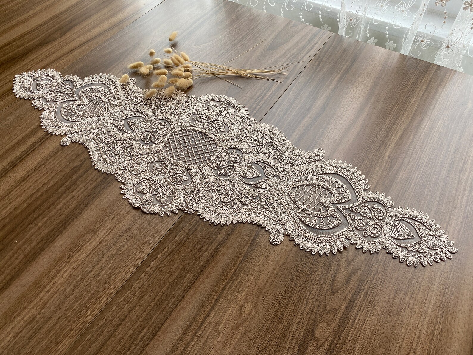 Cappuccino French Lace Table Runner, Vintage Style French Shabby Chic ...