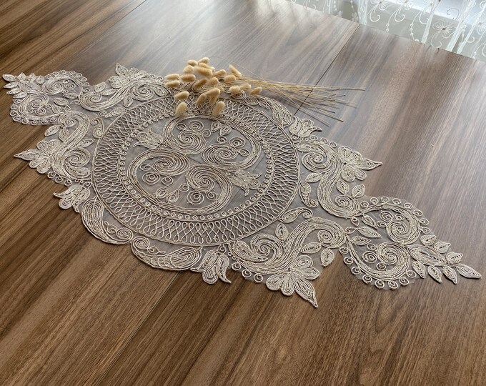 Cappuccino French Lace Table Runner, Vintage Style French Shabby Chic ...