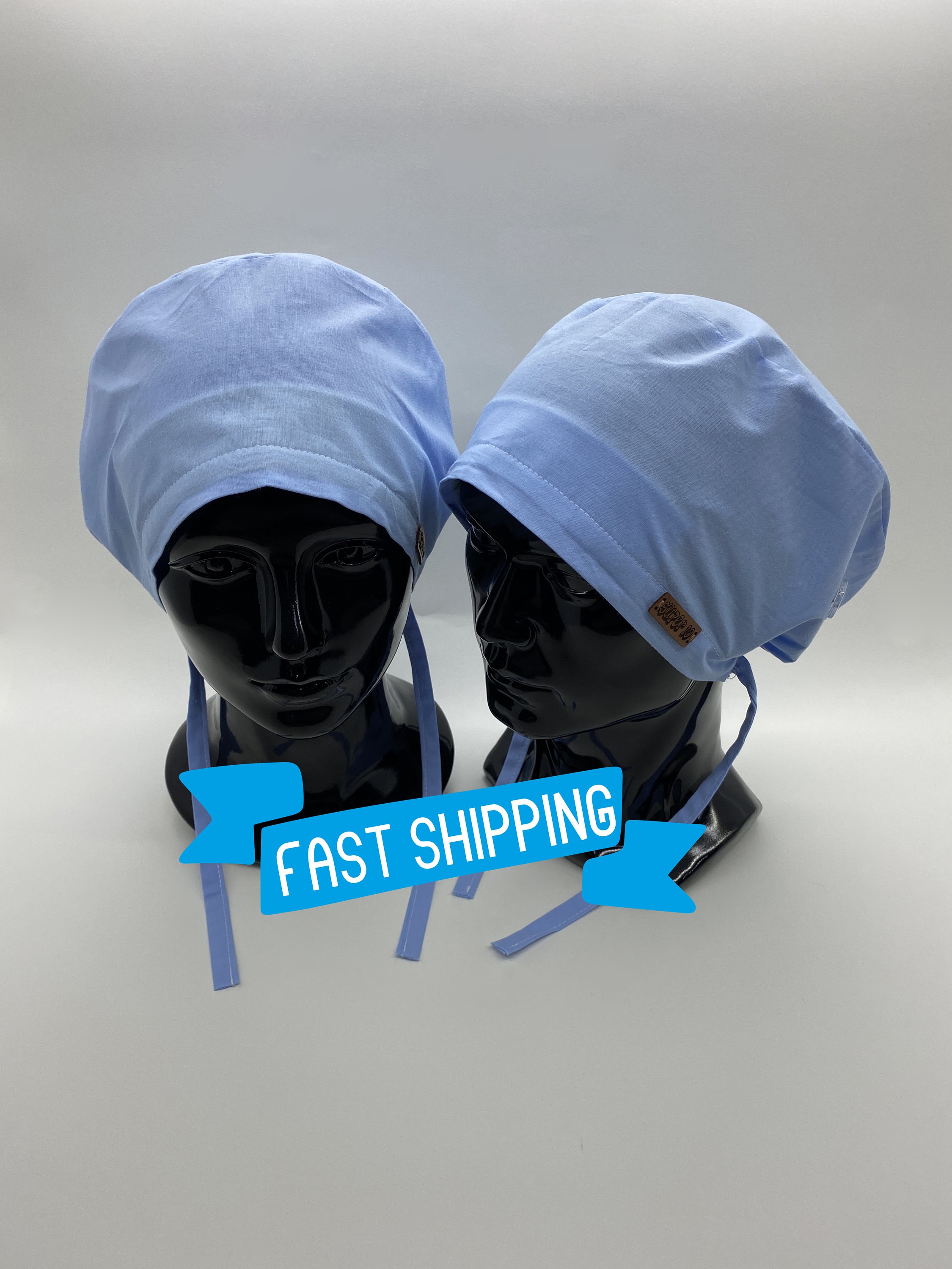 Blue Surgical Scrub Cap With Ear Saver Buttons, Chemo Caps Unisex, Men ...