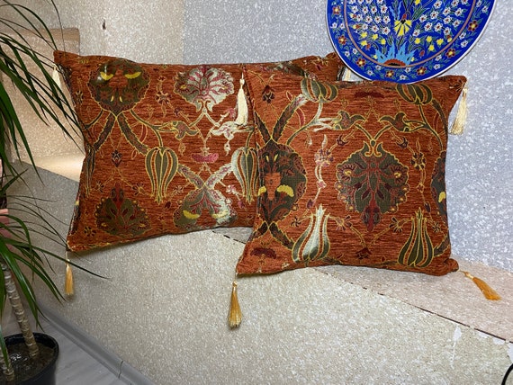 SET OF 2 Turkish Cushion Covers Terracotta Oriental Pillow | Etsy