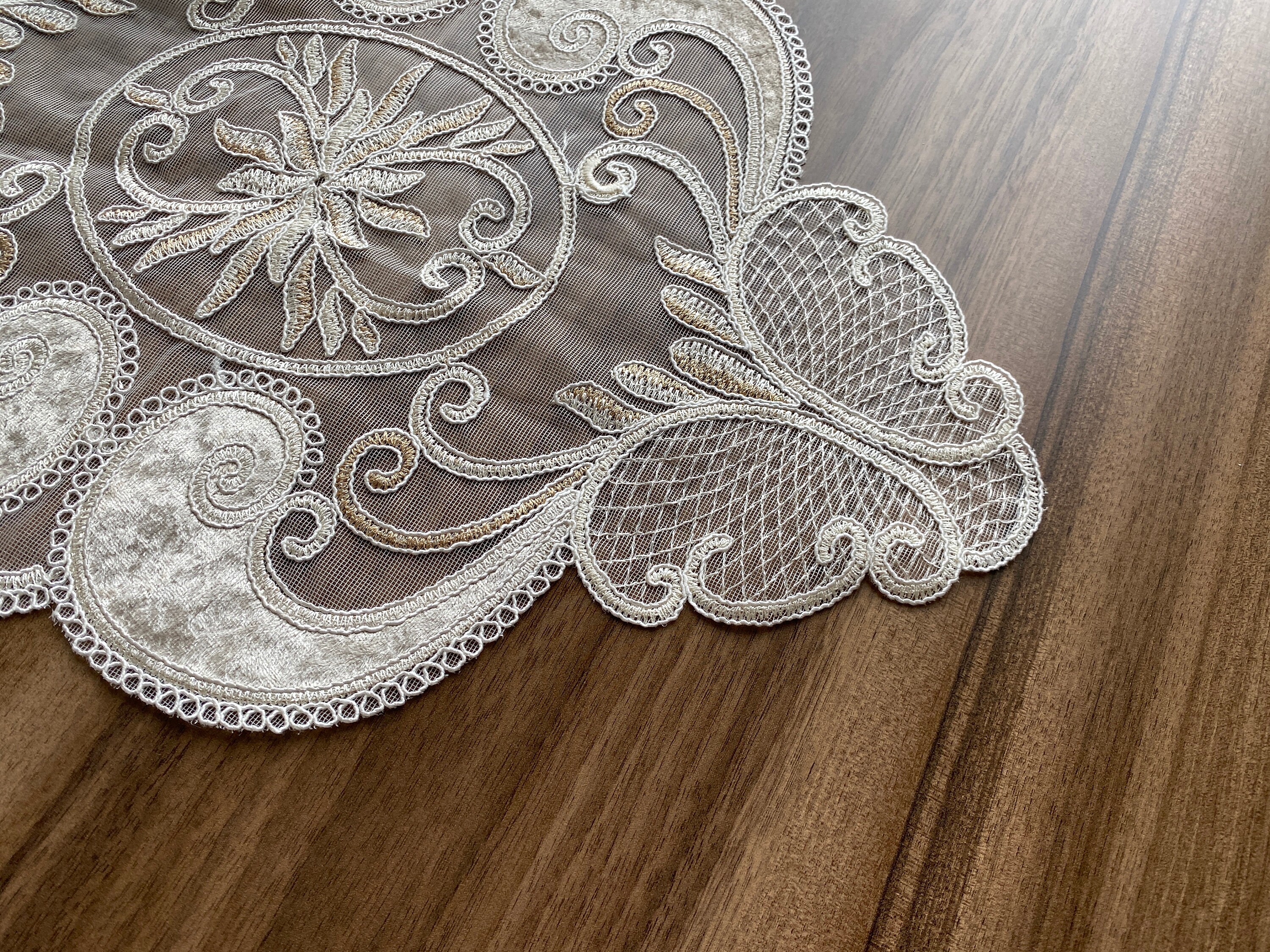 Cream French Velvet Lace Doily Placemats, Vintage Lace Placemats ...