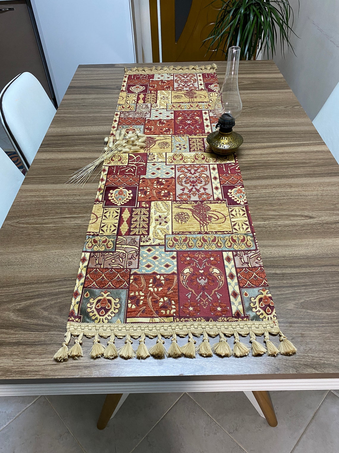 Burgundy Ottoman Turkish Coffee Table Cloth Runner Cappuccino - Etsy