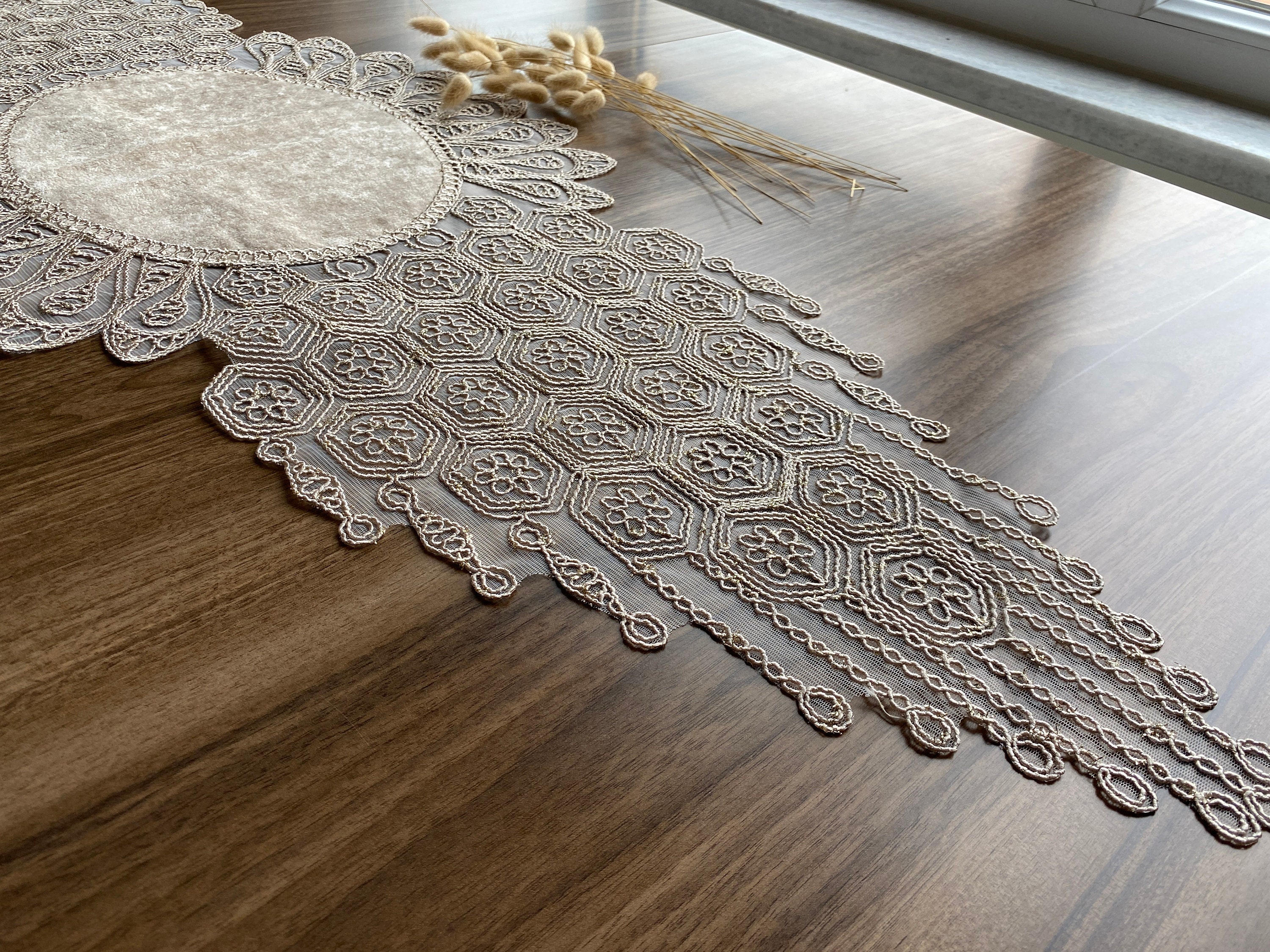 Cappuccino French Lace Table Runner Vintage Style French - Etsy
