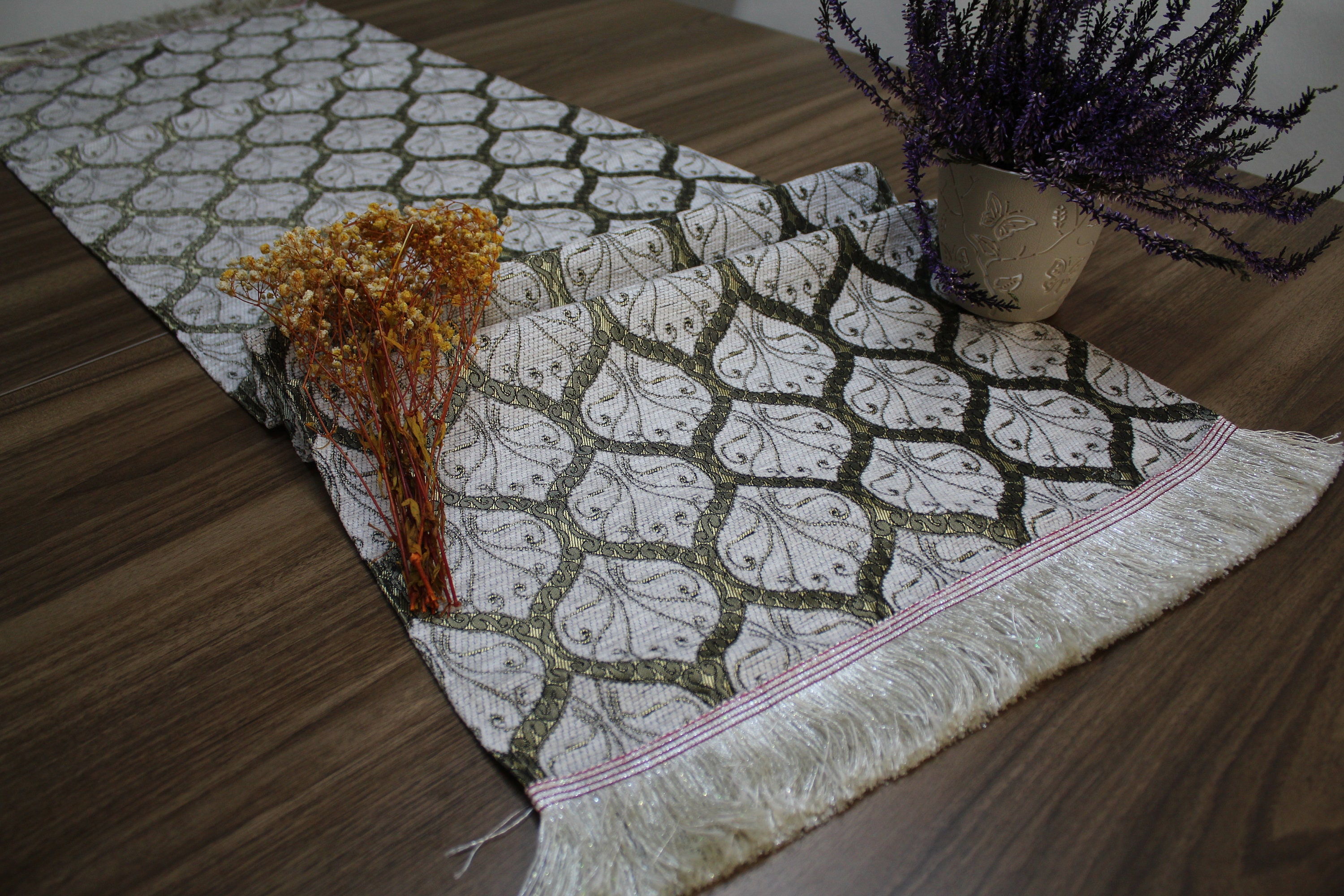 Off-white Turkish Table Cloth Runner Chenille Table Runner - Etsy UK