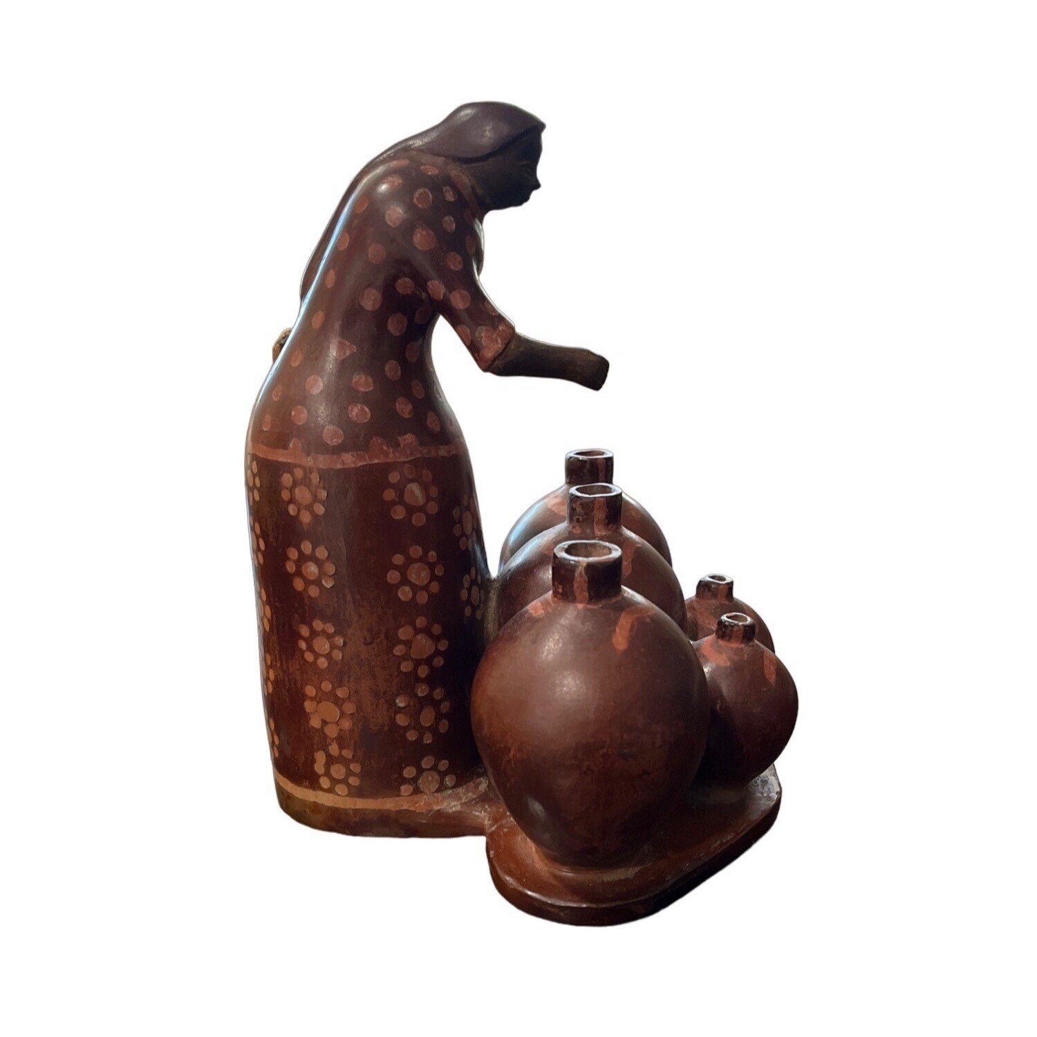 Chulucanas Peru Folk Art Pottery Figurine Women With Jug Signed P. Sosa ...