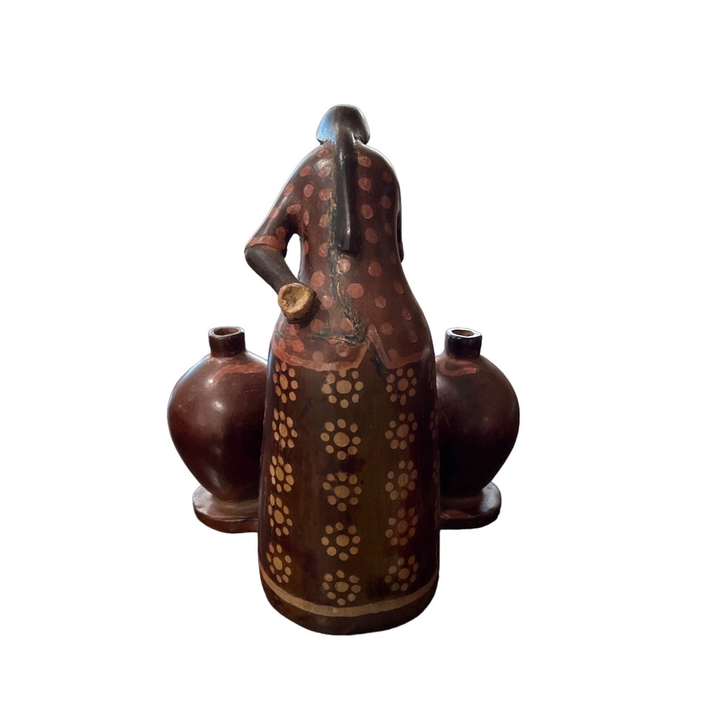 Chulucanas Peru Folk Art Pottery Figurine Women With Jug Signed P. Sosa ...