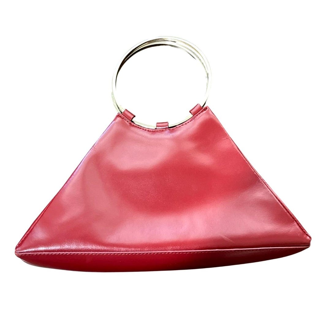 Wilson Leather Triangle-shaped Bag Maroon Red Handbag Geometric Vintage ...