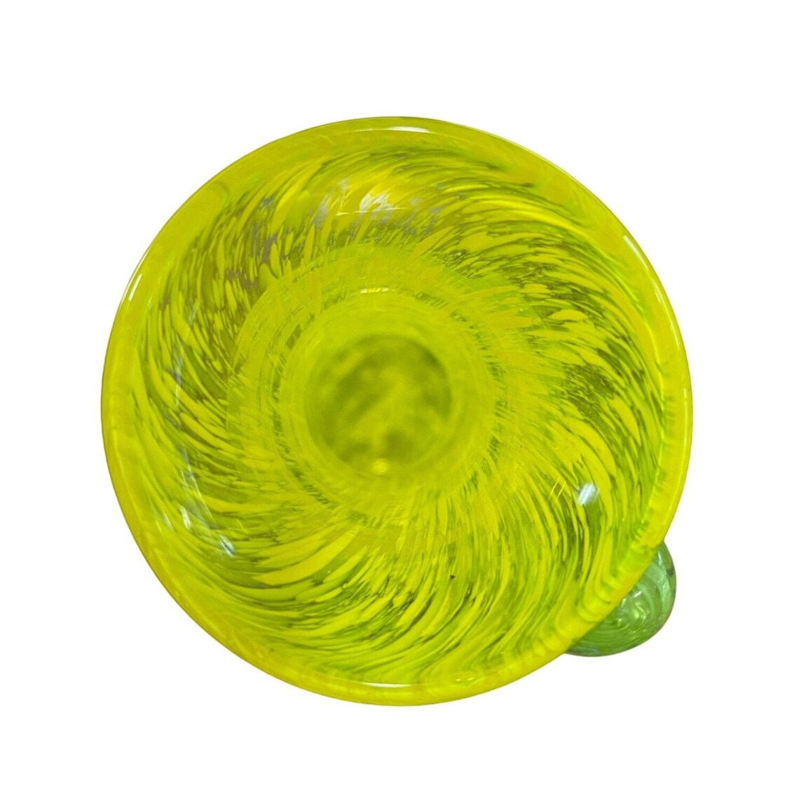 Vintage Glass Vase Hand Blown Yellow Squash With Green Swirl Vine Retro ...
