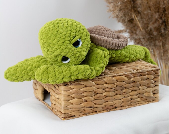Turtle Baby Comforter, Crochet Turtle Lovey, Newborn Cuddle Toy, Turtle ...