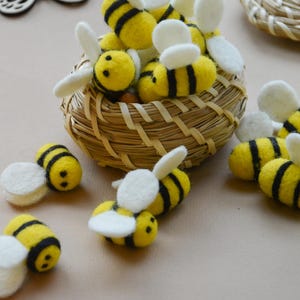 Felt Bee 10 Pcs, Three Sizes, Bee Decor, Needle Felt Bees, Felted Bees ...