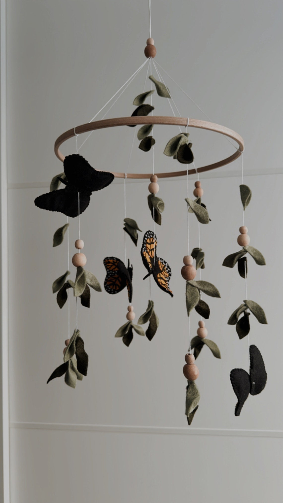 Monarch Butterfly Forest Style Baby Crib Mobile, Floral Nursery Baby ...