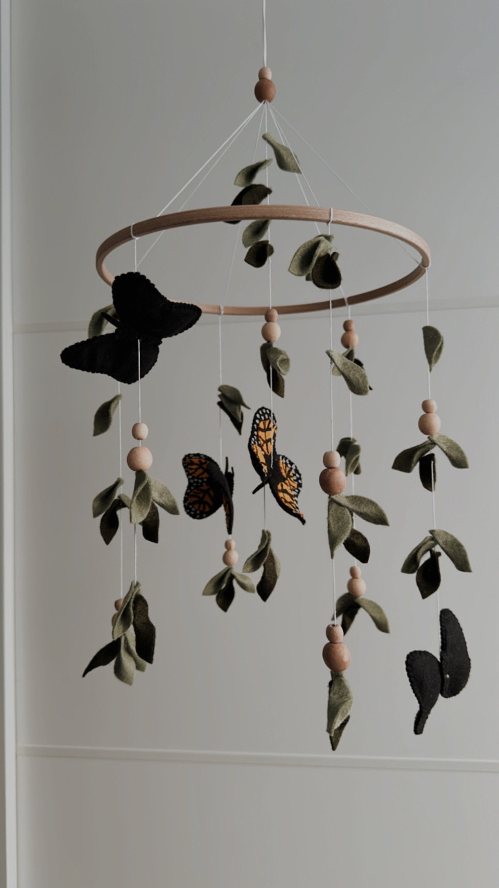Monarch Butterfly Forest Style Baby Crib Mobile, Floral Nursery Baby ...