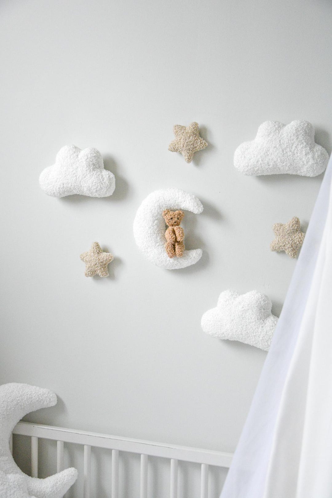Teddy Bear Wall Decor Set • Nursery Wall Decorations • Baby Room Cloud ...