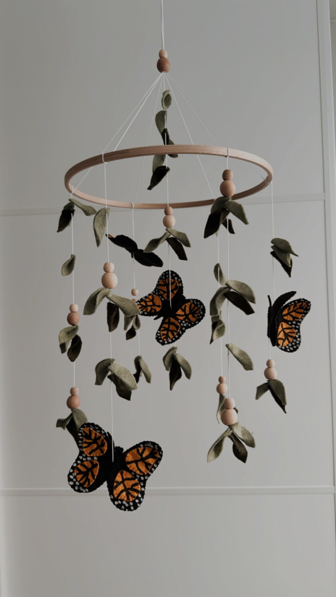 Monarch Butterfly Forest Style Baby Crib Mobile, Floral Nursery Baby ...