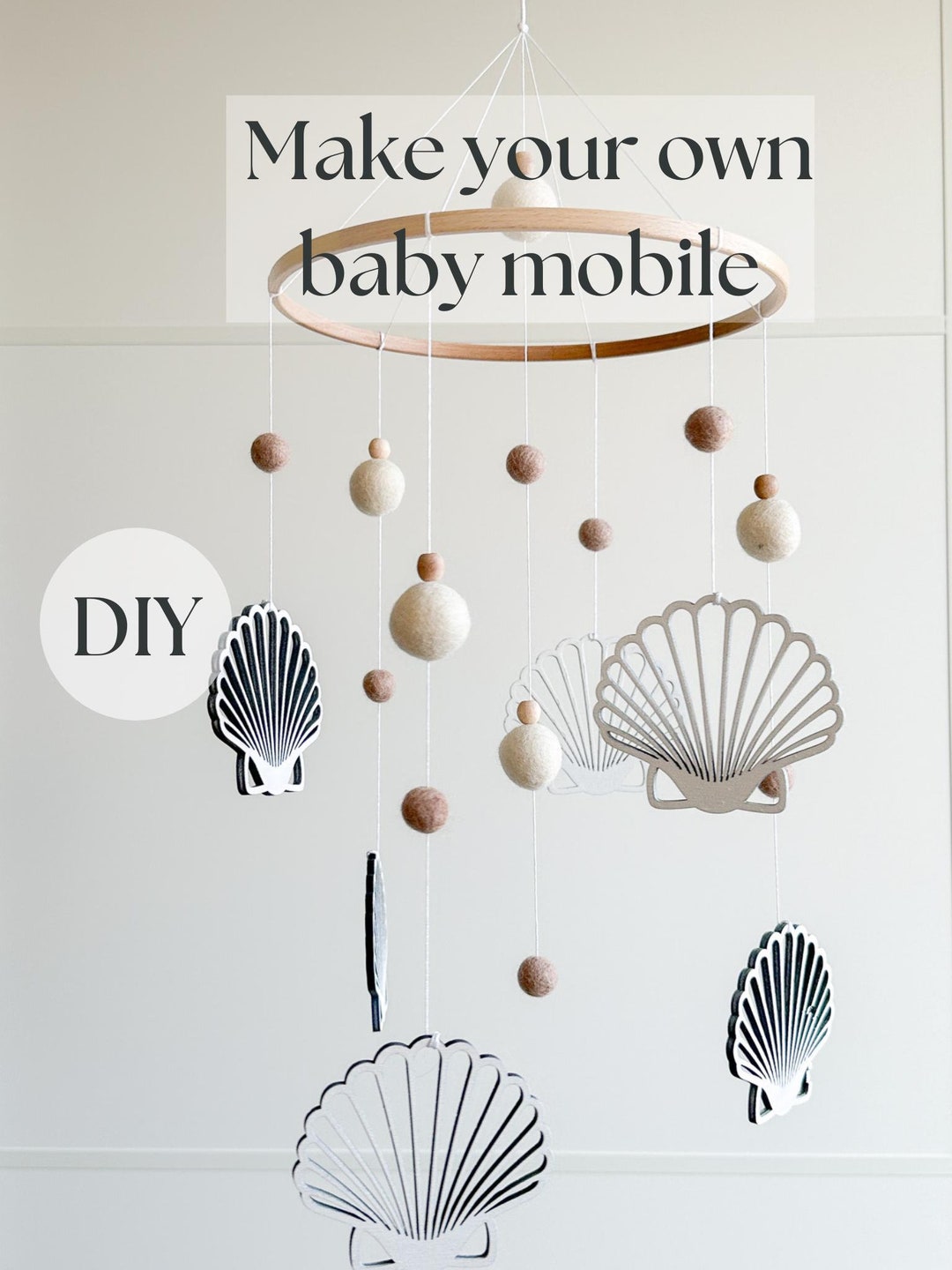 DIY Make Your Own Baby Mobile Seashell, Wooden Seashell Crib Mobile ...