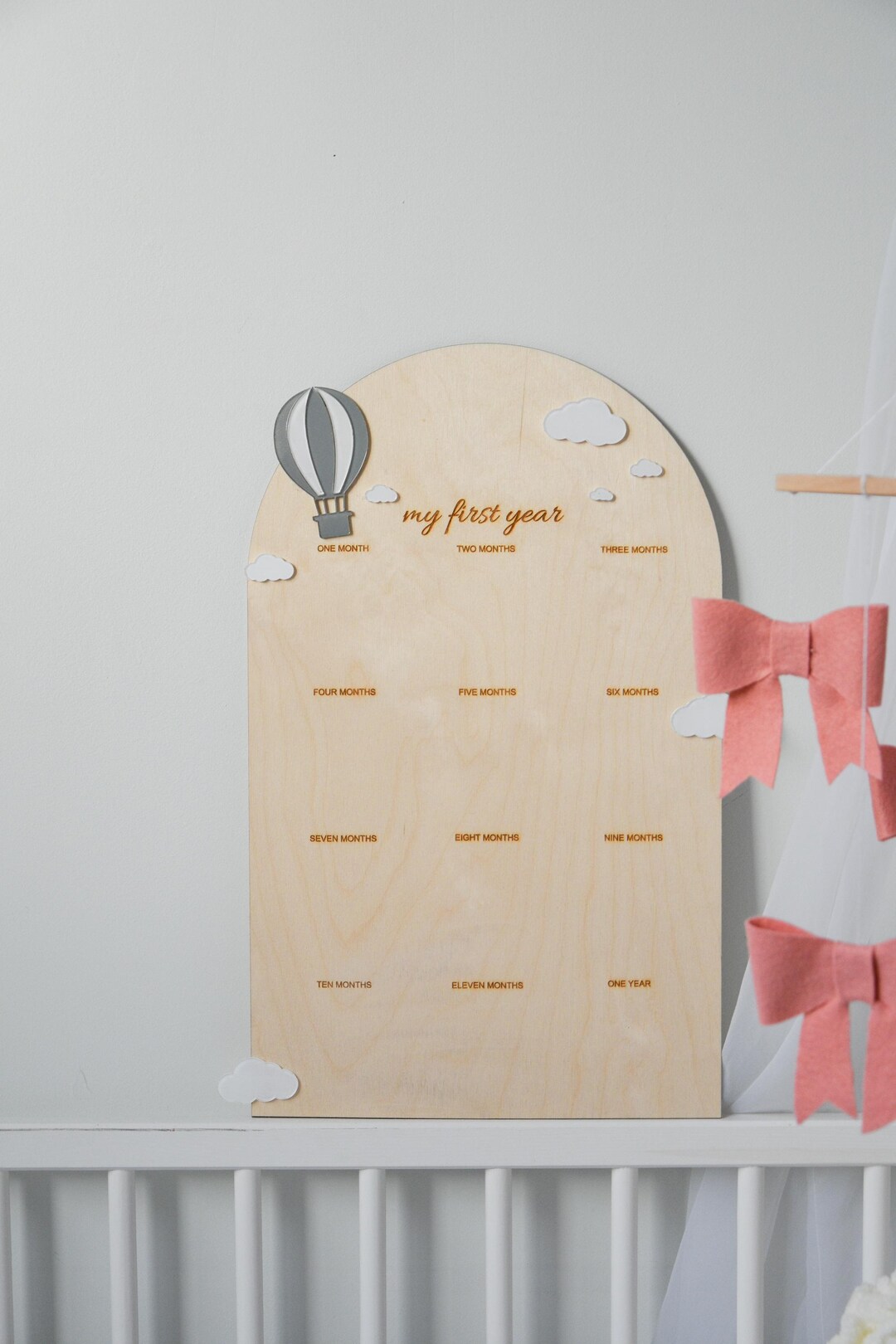 Wooden Baby First Year Birthday Board | Monthly Milestone Photo Board ...