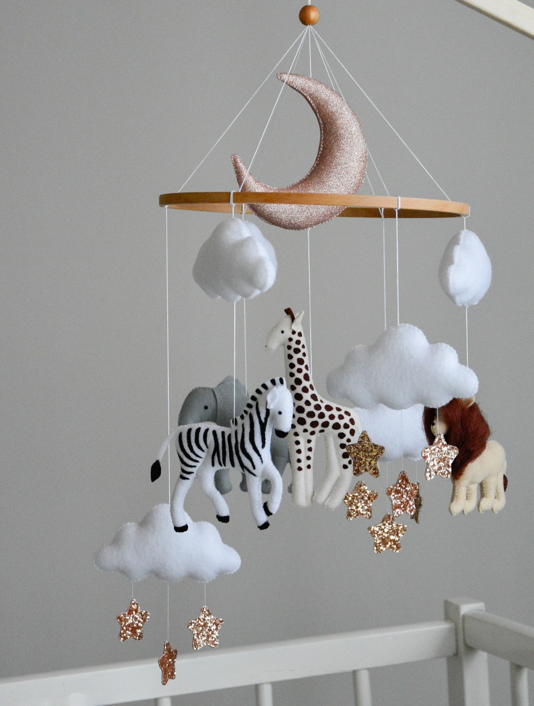 Safari-themed Baby Crib Mobile, Africa Animals Nursery Decor, Baby ...