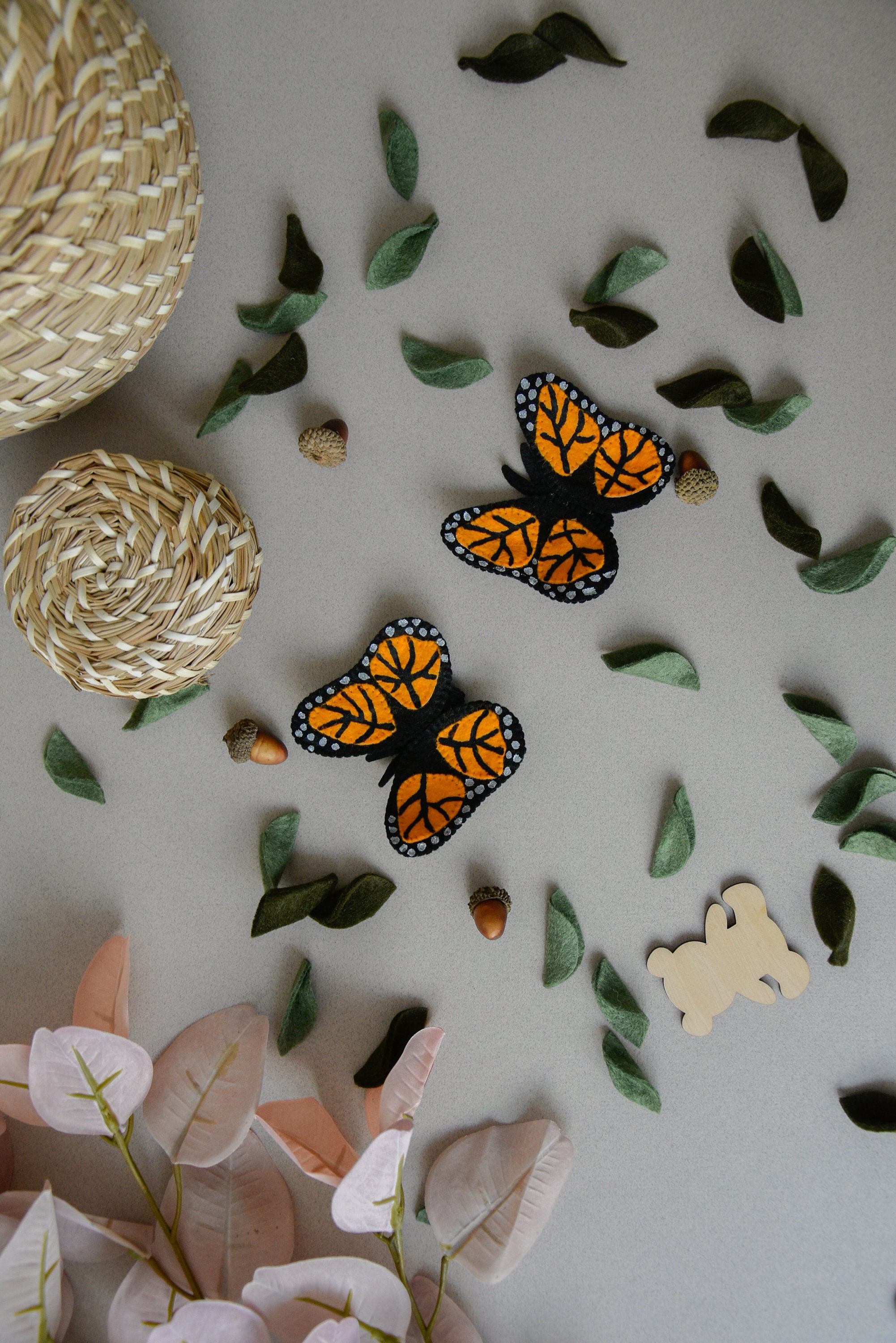Monarch Butterfly Forest Style Baby Crib Mobile, Floral Nursery Baby ...