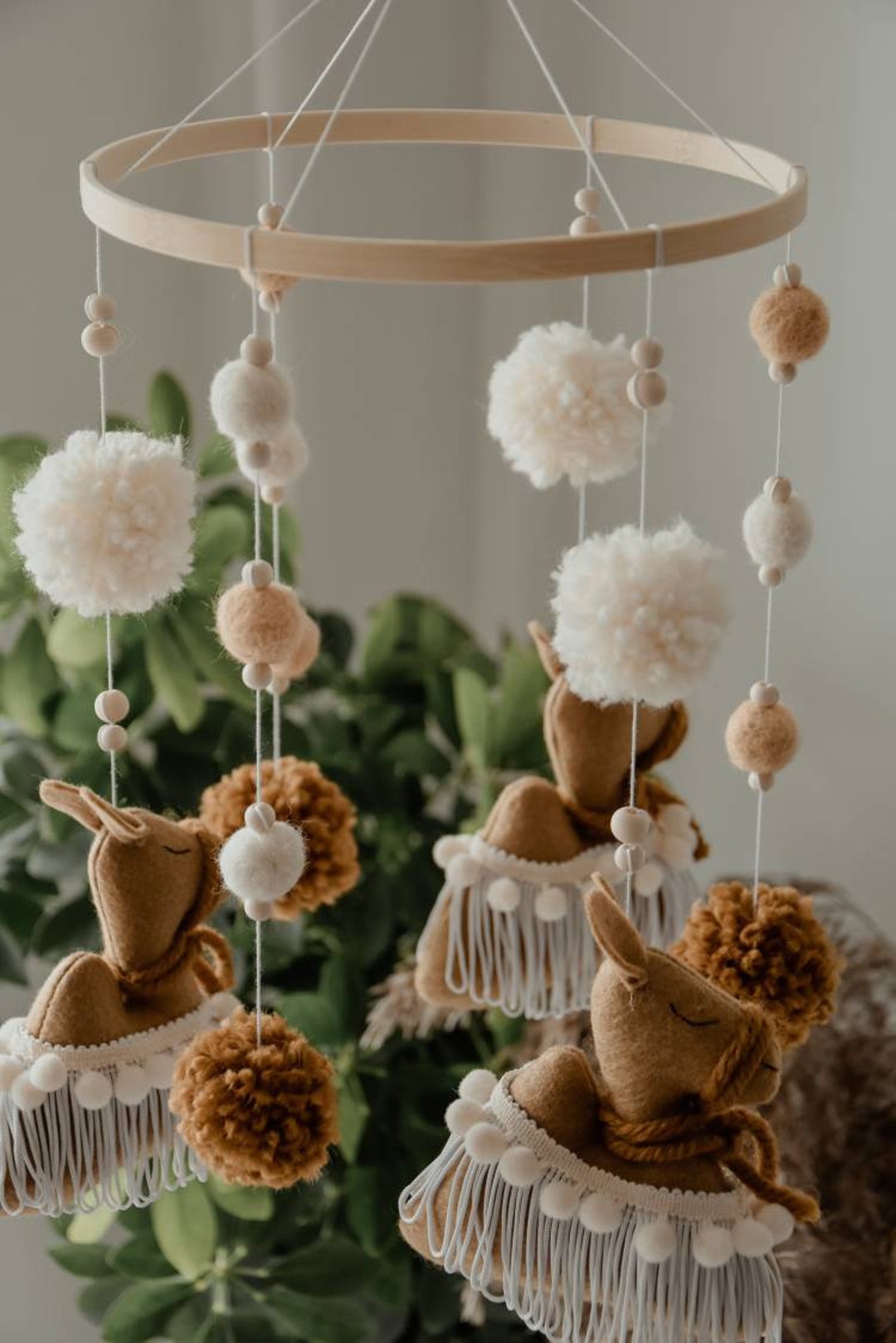 Boho Mustard Camel Baby Crib Mobile, Baby Nursery Mobile, Baby Mobile ...