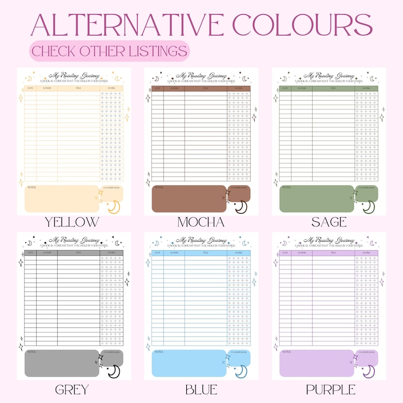 Printable Pink Book Tracker | Reading Log /tracker | Digital Download ...