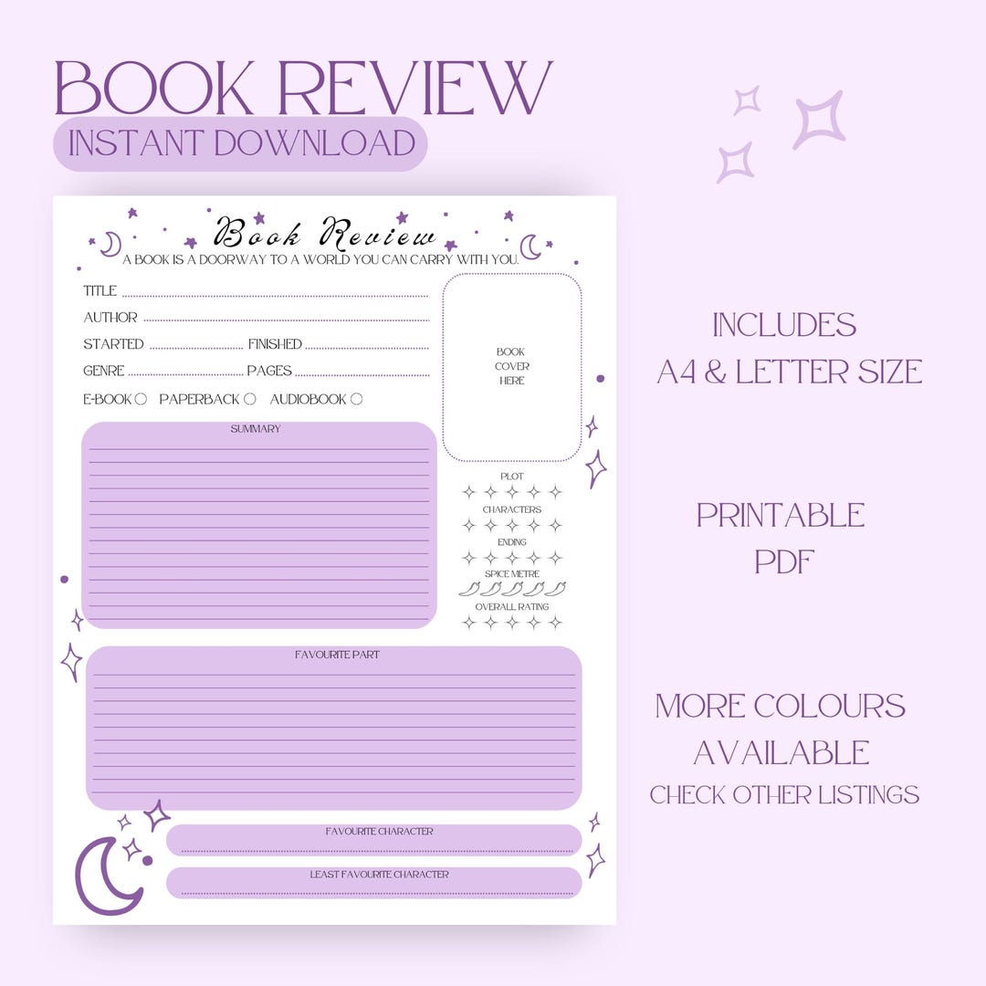 Printable Book Review Journal | Book Club Must Have | Digital Download ...