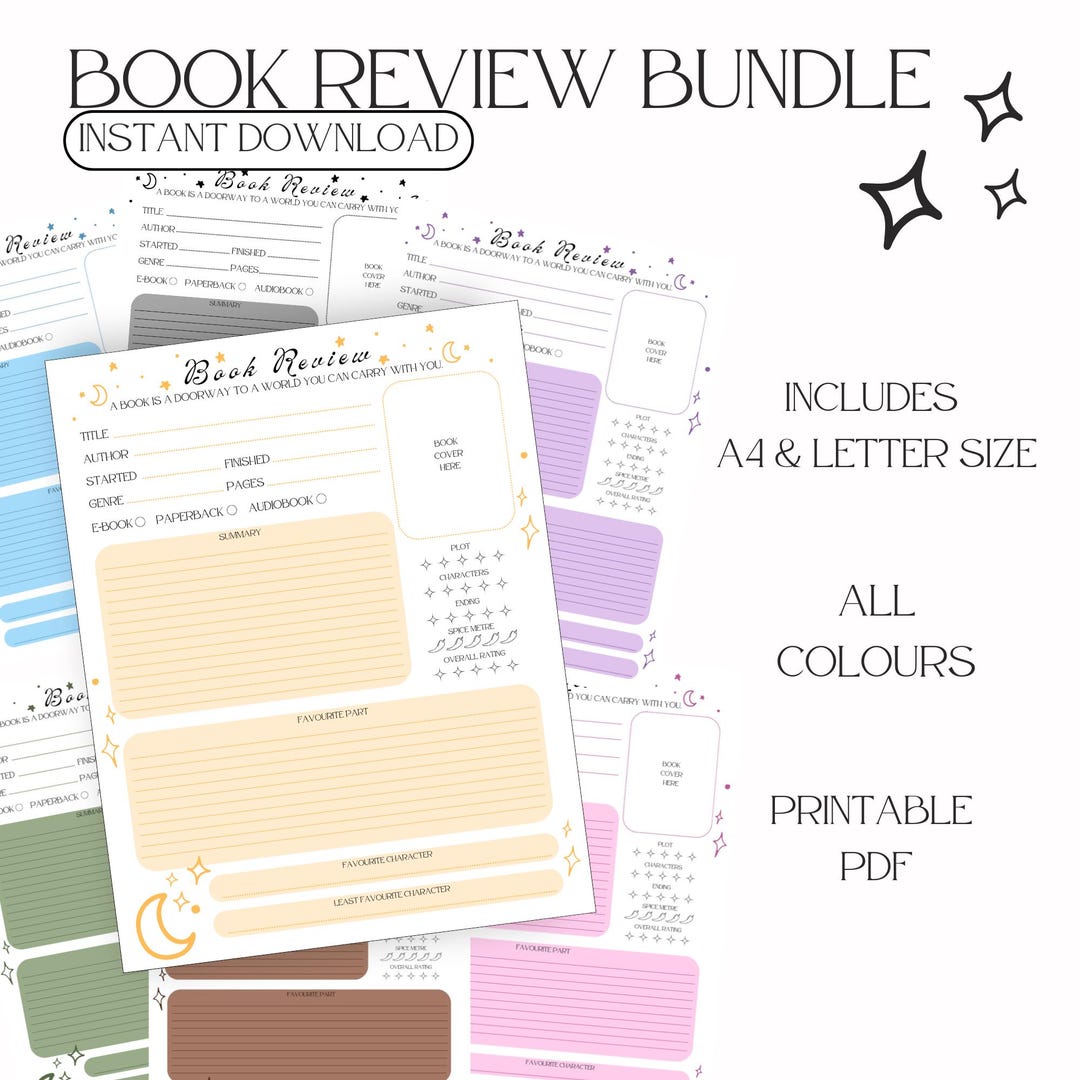 Printable Book Review Bundle |book Club| Digital Download Book Lovers ...